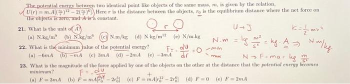 Solved The potenitial energy between two identical point | Chegg.com