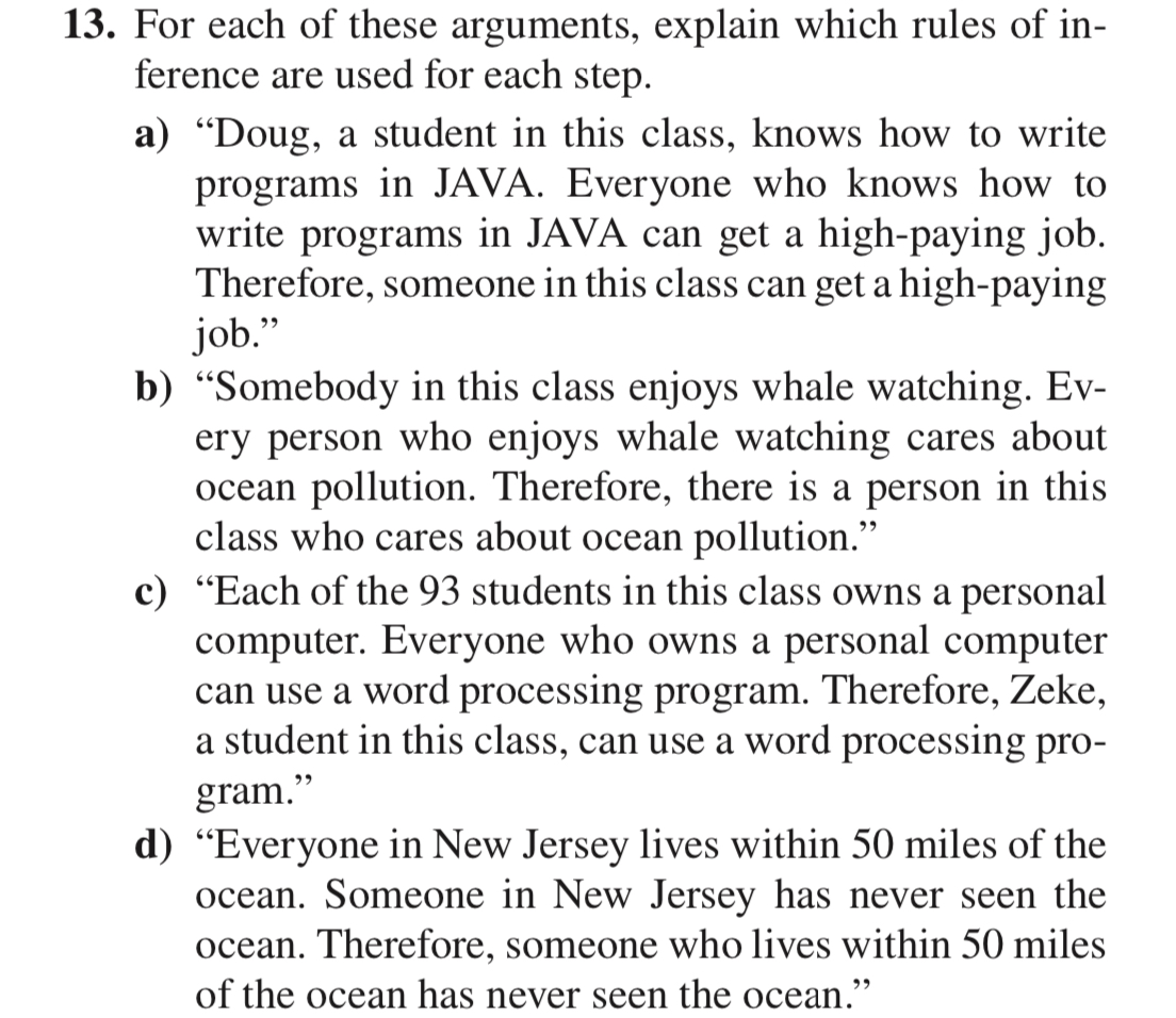 Solved For each of these arguments, explain which rules of | Chegg.com