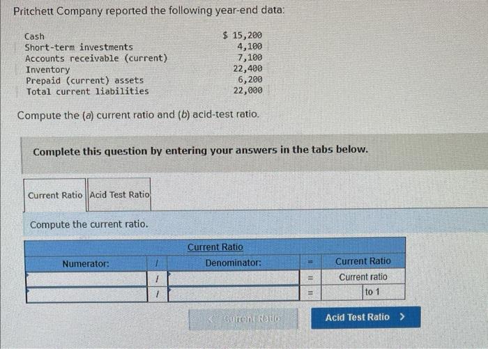 Solved Pritchett Company reported the following year-end | Chegg.com