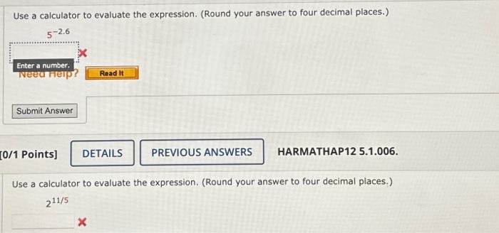 Solved Use a calculator to evaluate the expression. (Round | Chegg.com