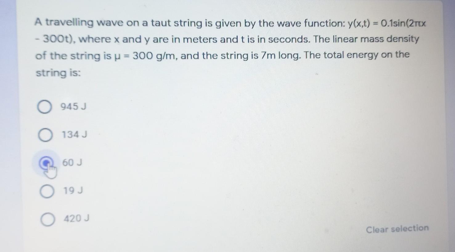 Solved A travelling wave on a taut string is given by the | Chegg.com