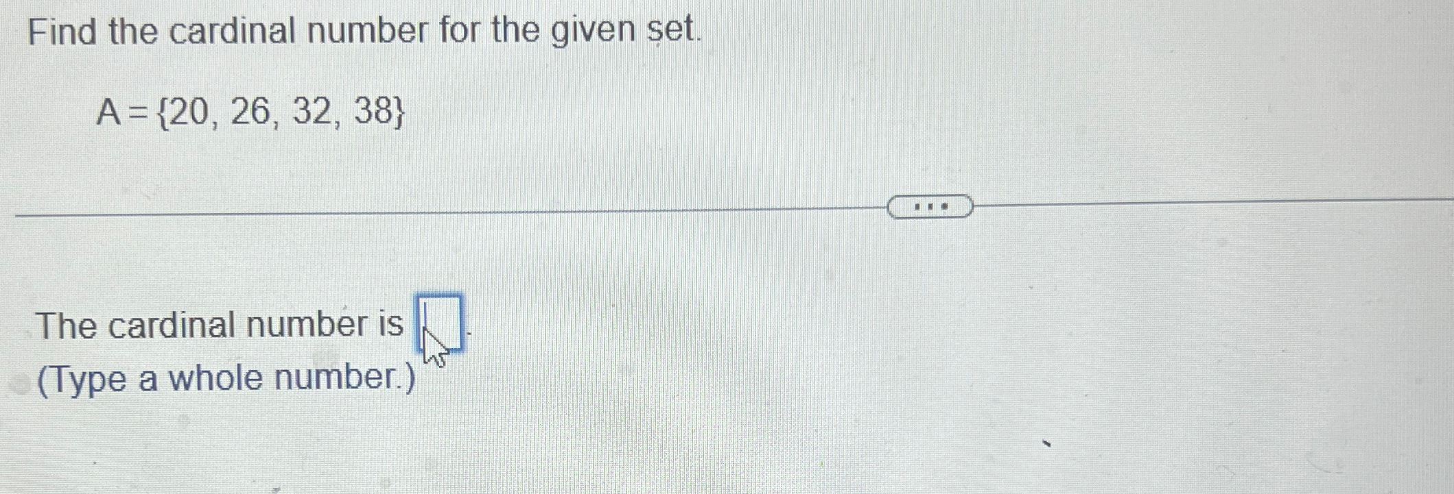 Solved Find the cardinal number for the given | Chegg.com