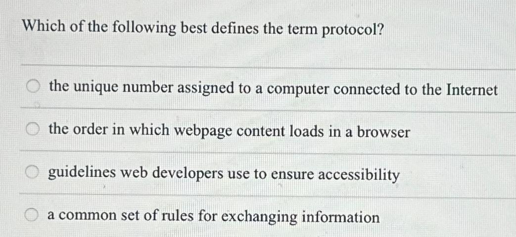 Solved Which of the following best defines the term | Chegg.com