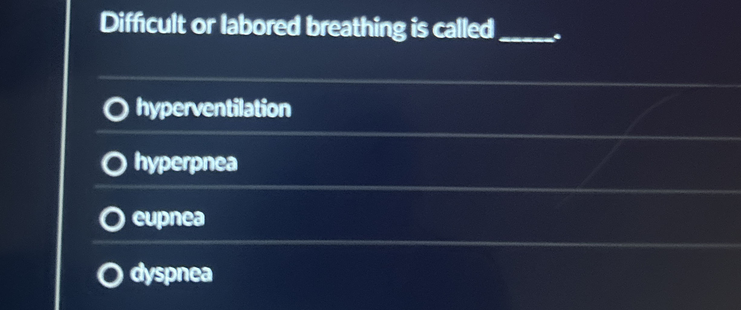 Solved Difficult or labored breathing is called | Chegg.com