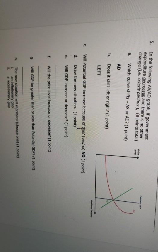 Solved 6. In the following AS/AD graph, if productivity | Chegg.com