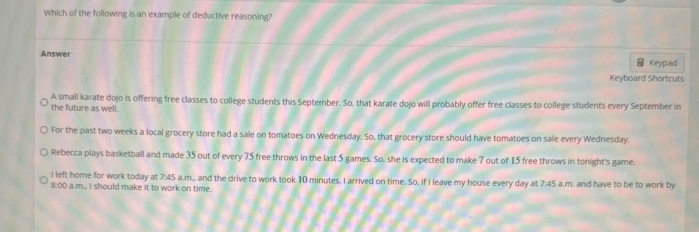 Solved Which of the following is an example of deductive | Chegg.com