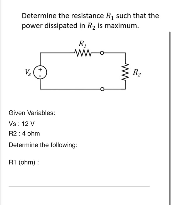 Solved: Determine The Resistance Rį Such That The Power Di... | Chegg.com