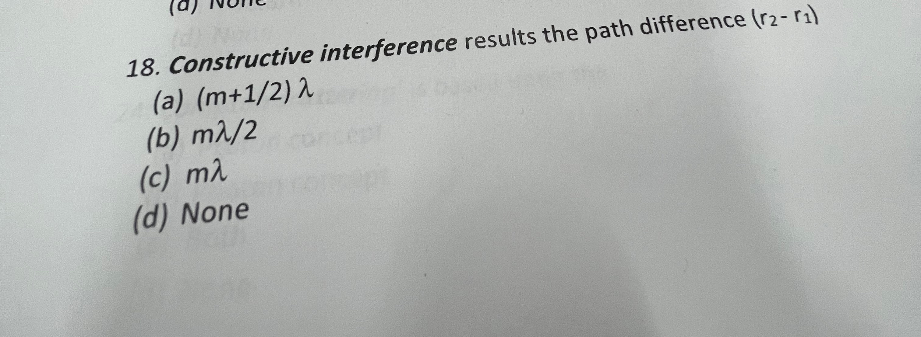 Solved Constructive interference results the path difference | Chegg.com
