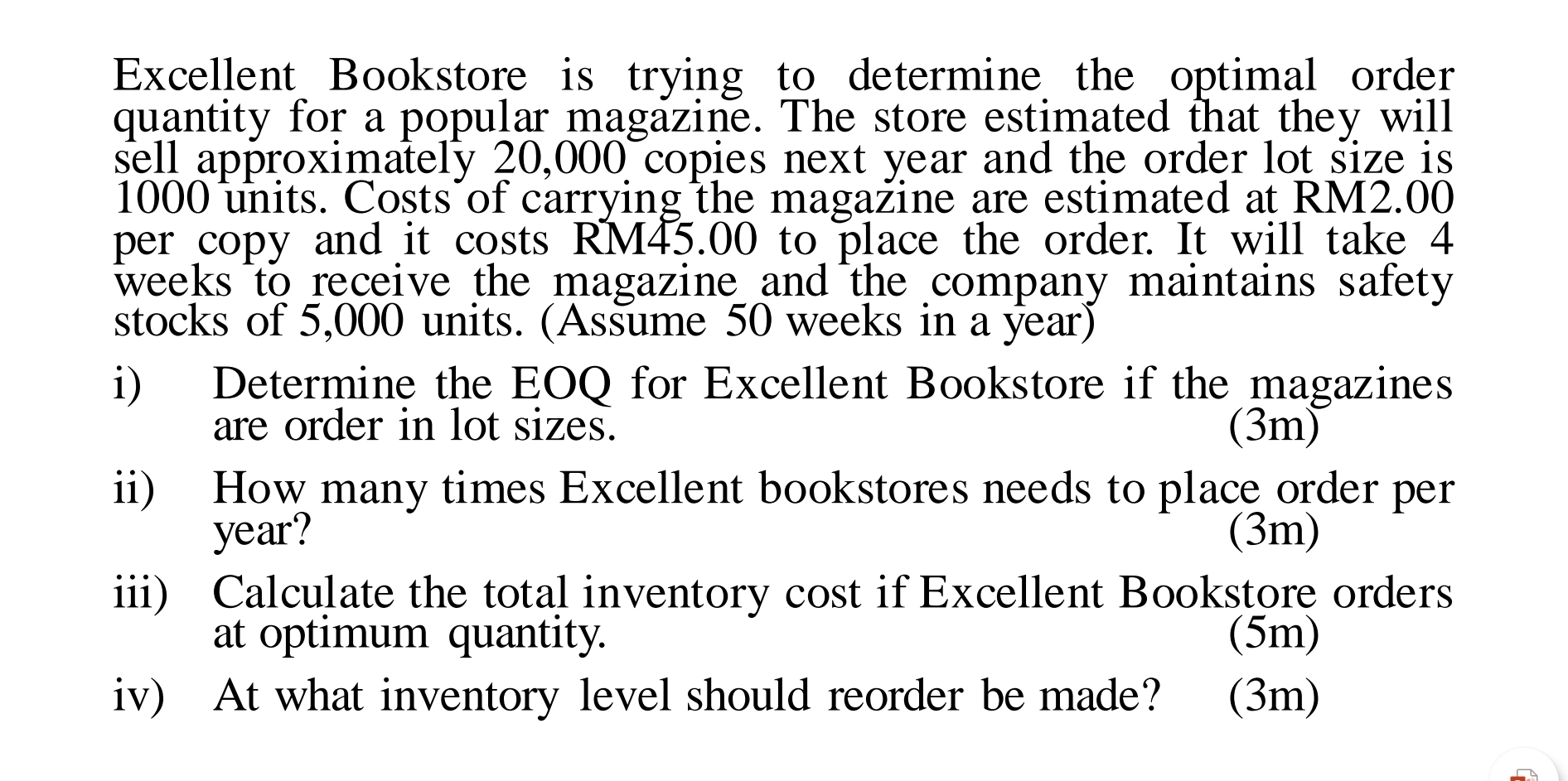 Solved Excellent Bookstore is trying to determine the | Chegg.com