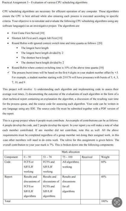 Solved Practical Assignment 3 Evaluation Of Various Cpu