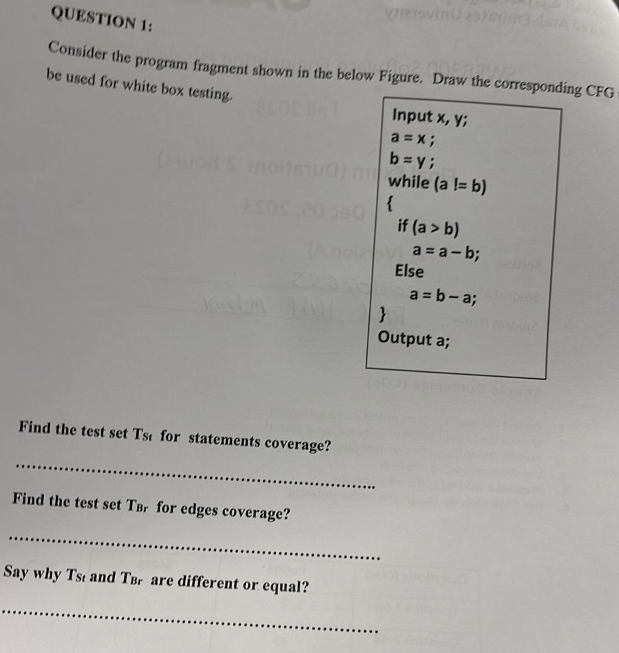Solved QUESTION 1:Consider the program fragment shown in the | Chegg.com