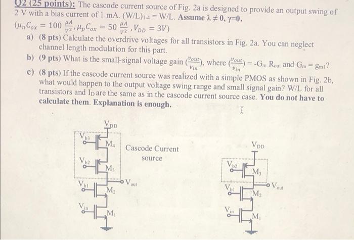 v2 My = V2 02 (25 points): The cascode current source | Chegg.com