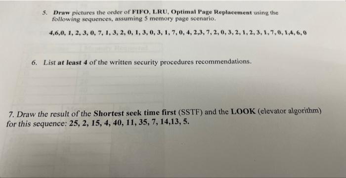 Solved 5. Draw pictures the order of FIFO, LRU, Optimal Page | Chegg.com