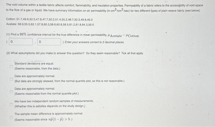 Solved The void volume within a textile fabric affects | Chegg.com