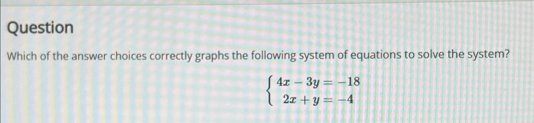 Solved QuestionWhich of the answer choices correctly graphs | Chegg.com