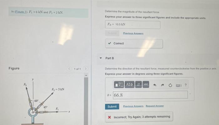 [Solved]: In (Eigye. 1). ( F_{1}=6 mathrm{kN} ) and