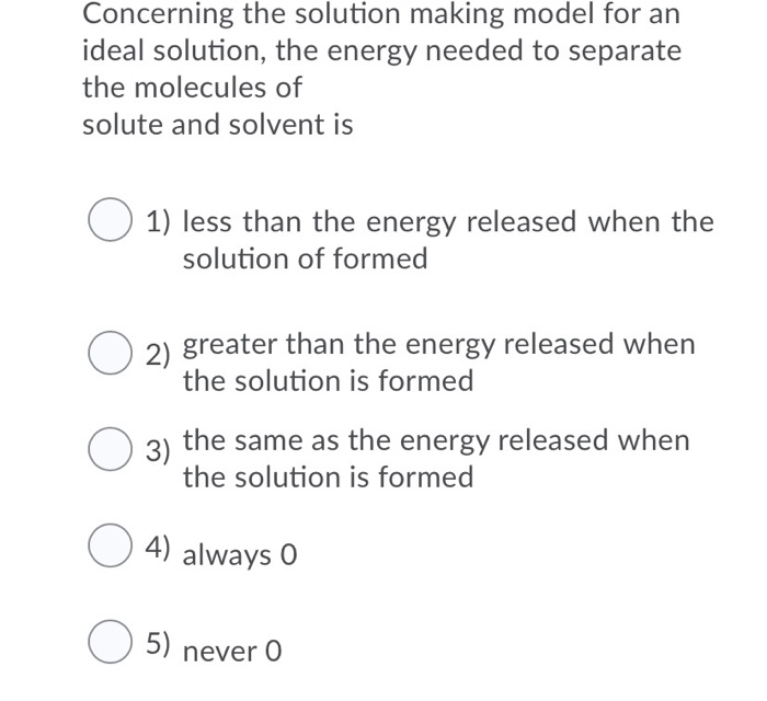 Solved Concerning the solution making model for an ideal | Chegg.com
