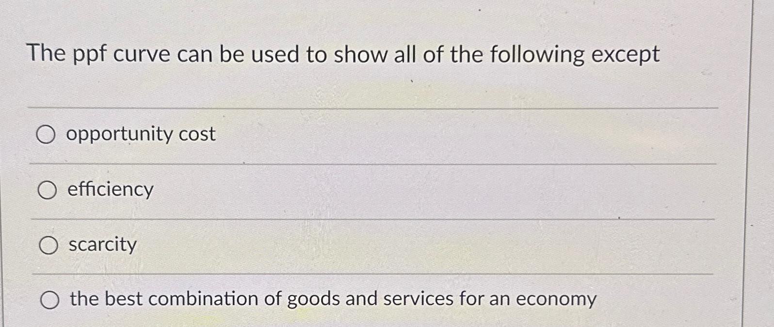 Solved The ppf curve can be used to show all of the | Chegg.com
