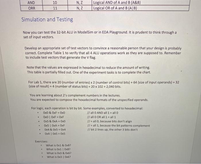 Create a 32-bit ALU in System Verilog. Name the file | Chegg.com