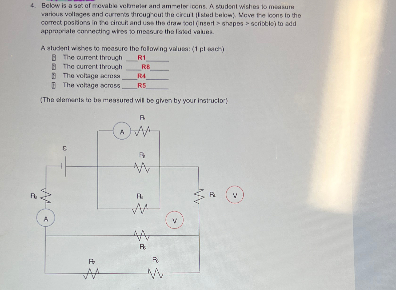 Below is a set of movable voltmeter and ammeter | Chegg.com