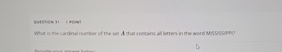 Solved QUESTION 31*1 ﻿POINTWhat is the cardinal number of | Chegg.com