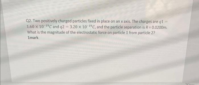 Solved Q2. Two positively charged particles fixed in place | Chegg.com