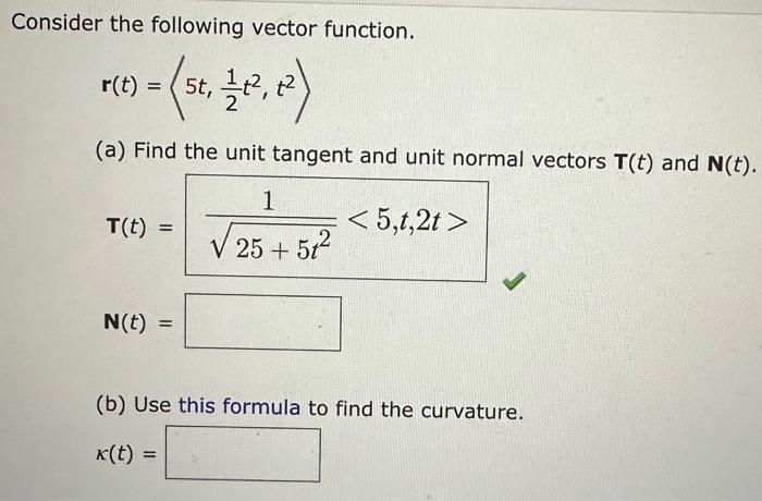 Solved Consider the following vector function. | Chegg.com