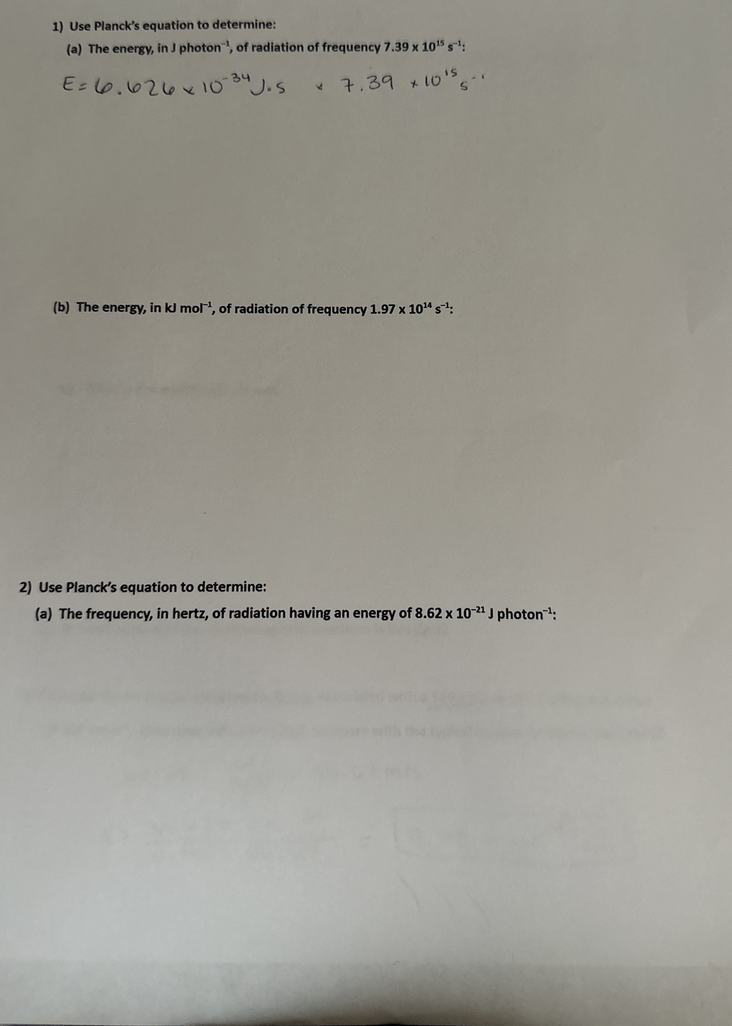 Solved Use Planck's equation to determine:(a) ﻿The energy, | Chegg.com