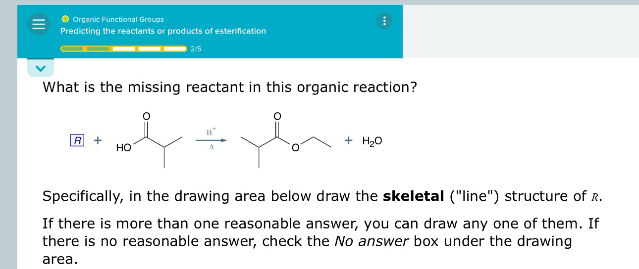 Solved What is the missing reactant in this organic | Chegg.com