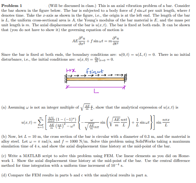 Solved Problem 1) ﻿This is an axial vibration problem of a | Chegg.com
