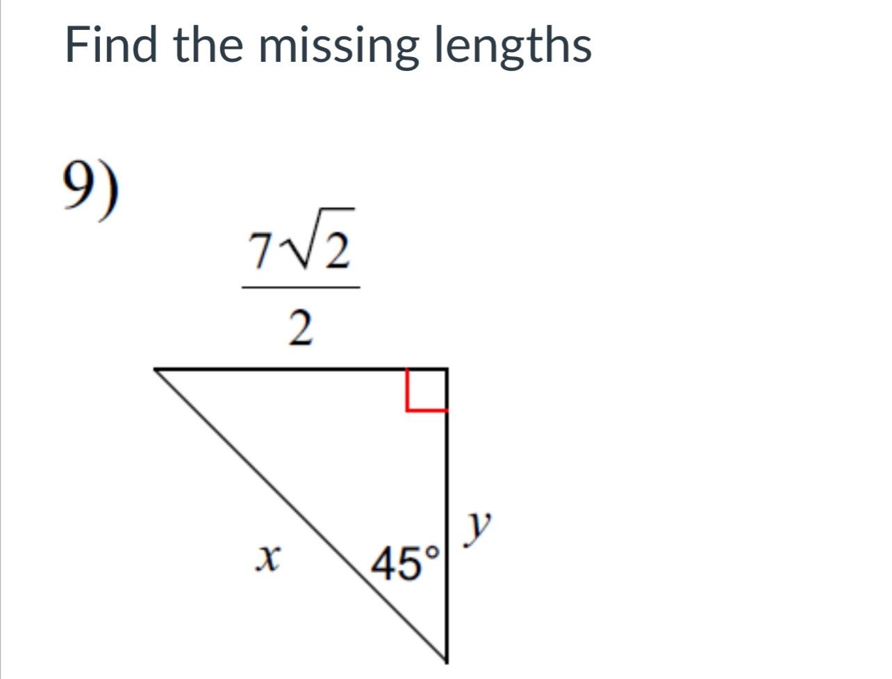 Solved Find the missing lengths x,y | Chegg.com