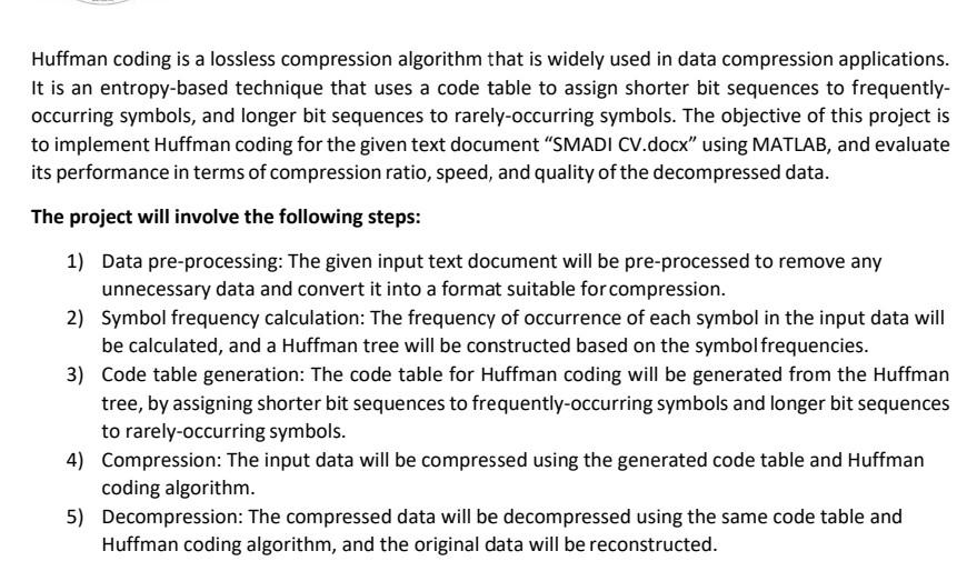 Solved Huffman coding is a lossless compression algorithm | Chegg.com