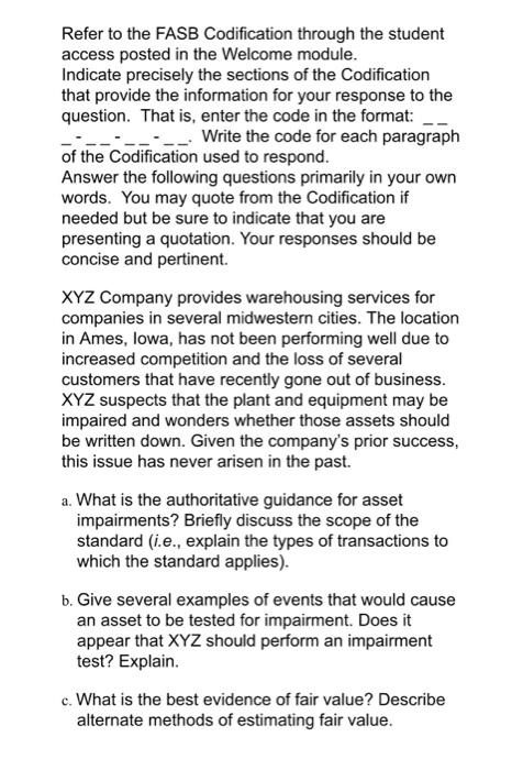 Solved Refer to the FASB Codification through the student | Chegg.com