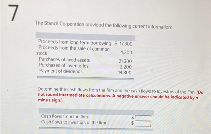 Solved 7 The Stancil Corporation provided the following | Chegg.com