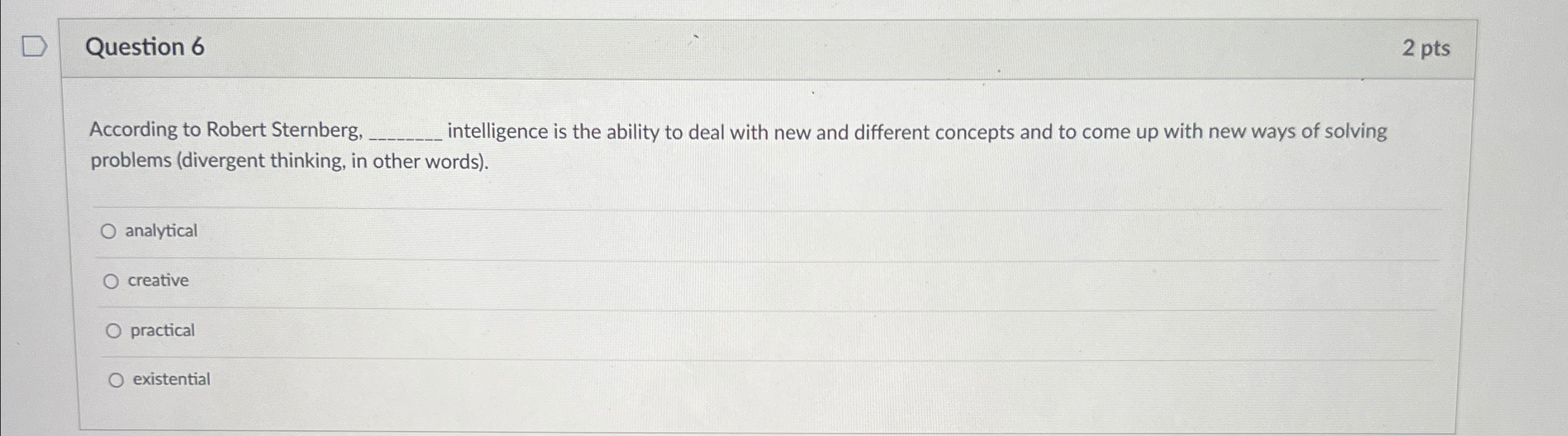 Solved Question 62 ﻿ptsAccording to Robert Sternberg, q, | Chegg.com