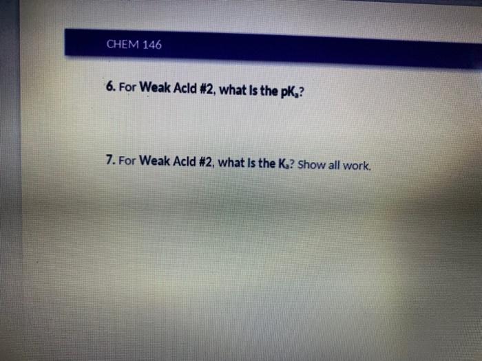 Solved A dlitinent unknown weak acld (Weak Acld in2) is | Chegg.com
