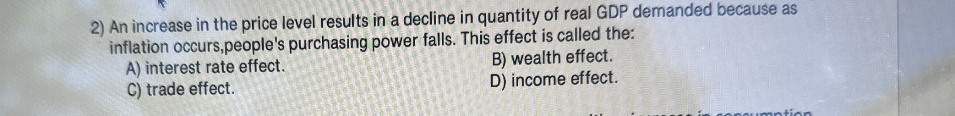 Solved An increase in the price level results in a decline | Chegg.com