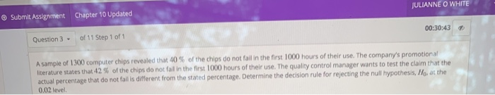 Solved Submit Assignment Chapter 10 Updated JULIANNE O WHITE | Chegg.com