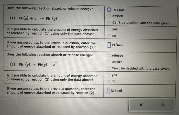Solved Consider the followina data for lead: | Chegg.com