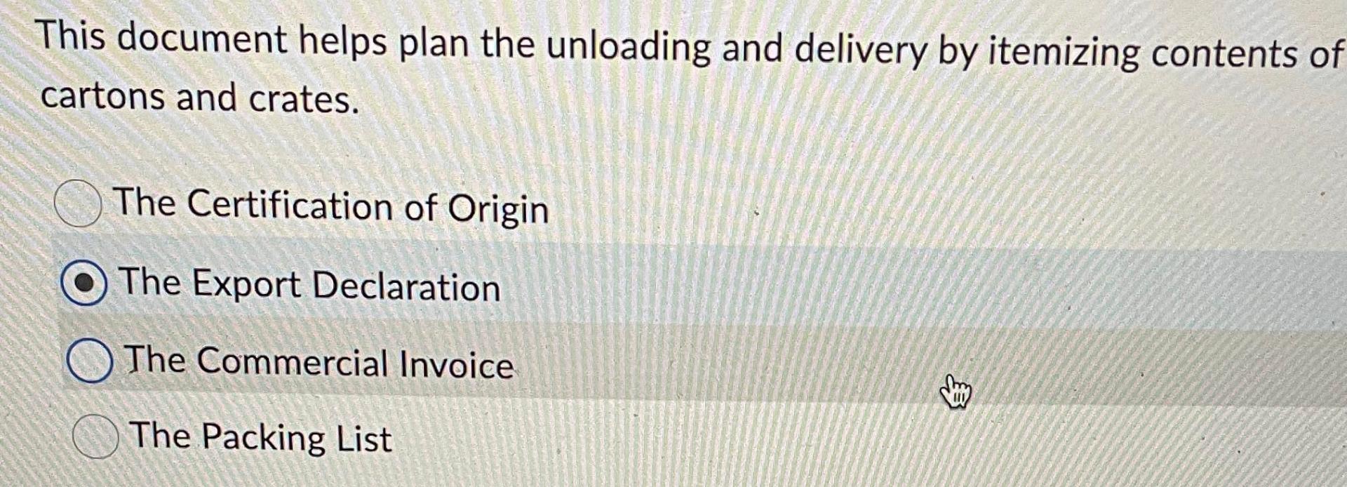 Solved This document helps plan the unloading and delivery | Chegg.com