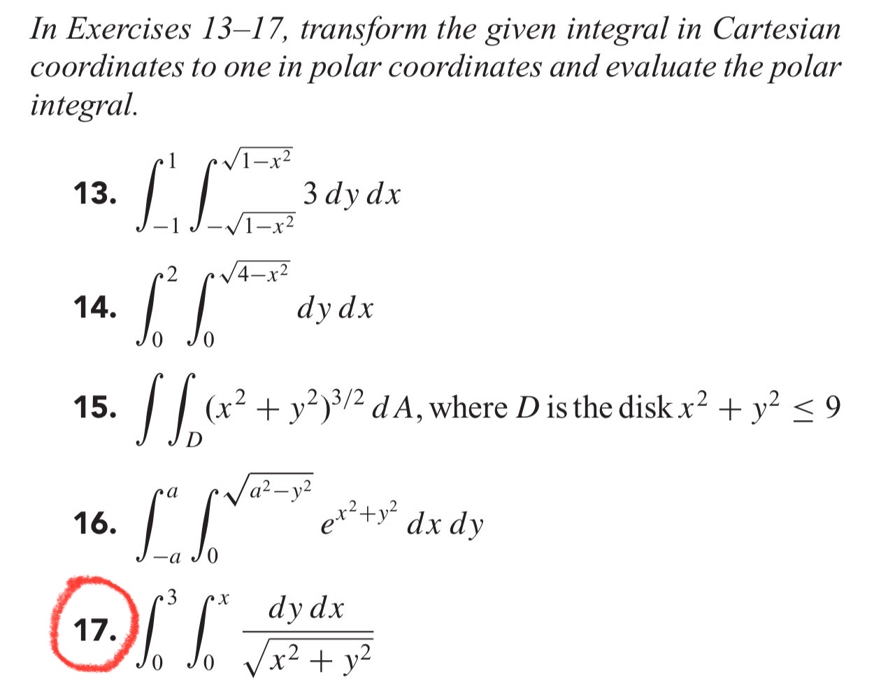 Solved In Exercises 13-17, ﻿transform the given integral in | Chegg.com