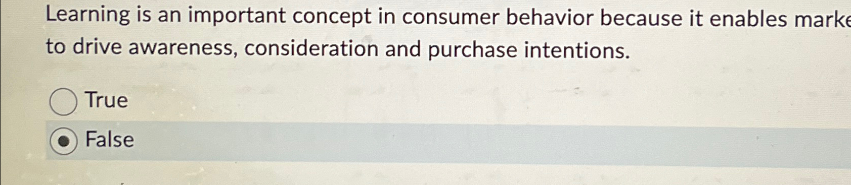 Solved Learning is an important concept in consumer behavior | Chegg.com