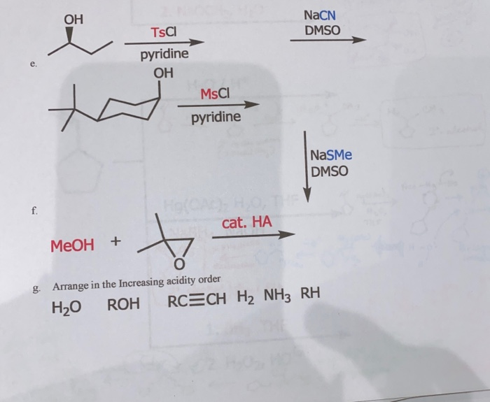 Solved NaCN DMSO TsCI pyridine OH MsCI pyridine NasMe DMSO | Chegg.com
