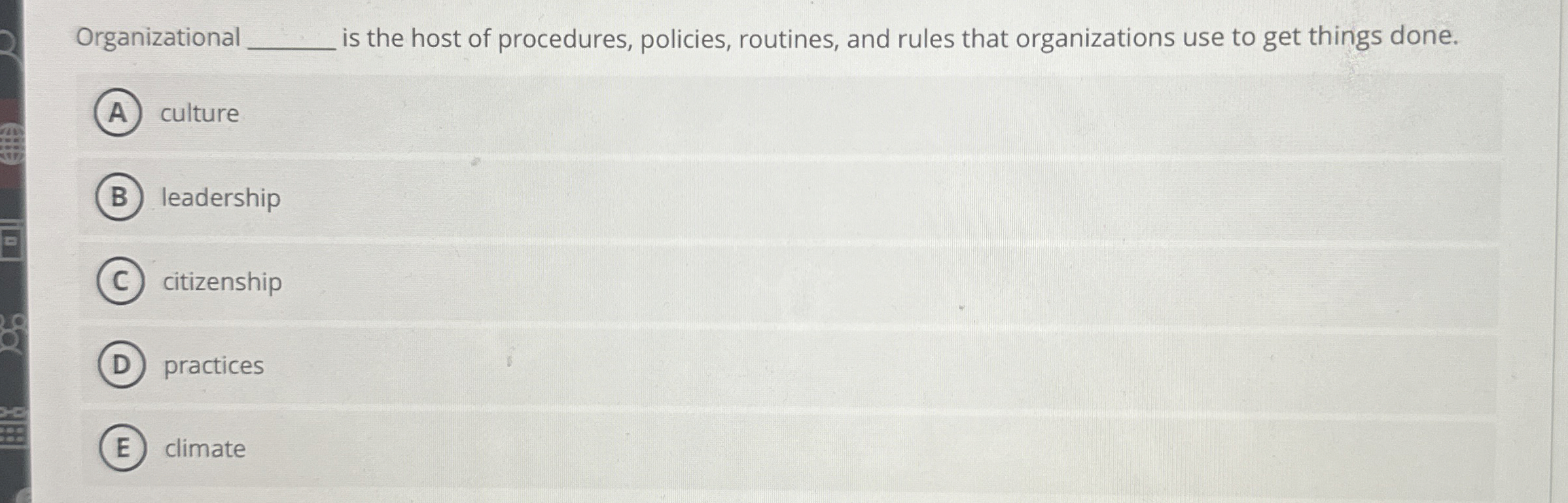 Solved Organizational q, ﻿is the host of procedures, | Chegg.com