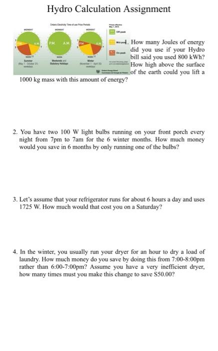 Solved Hydro Calculation Assignment How many Joules of | Chegg.com