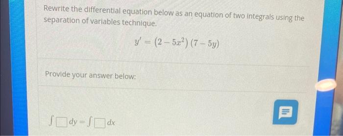 Solved Rewrite the differential equation below as an | Chegg.com