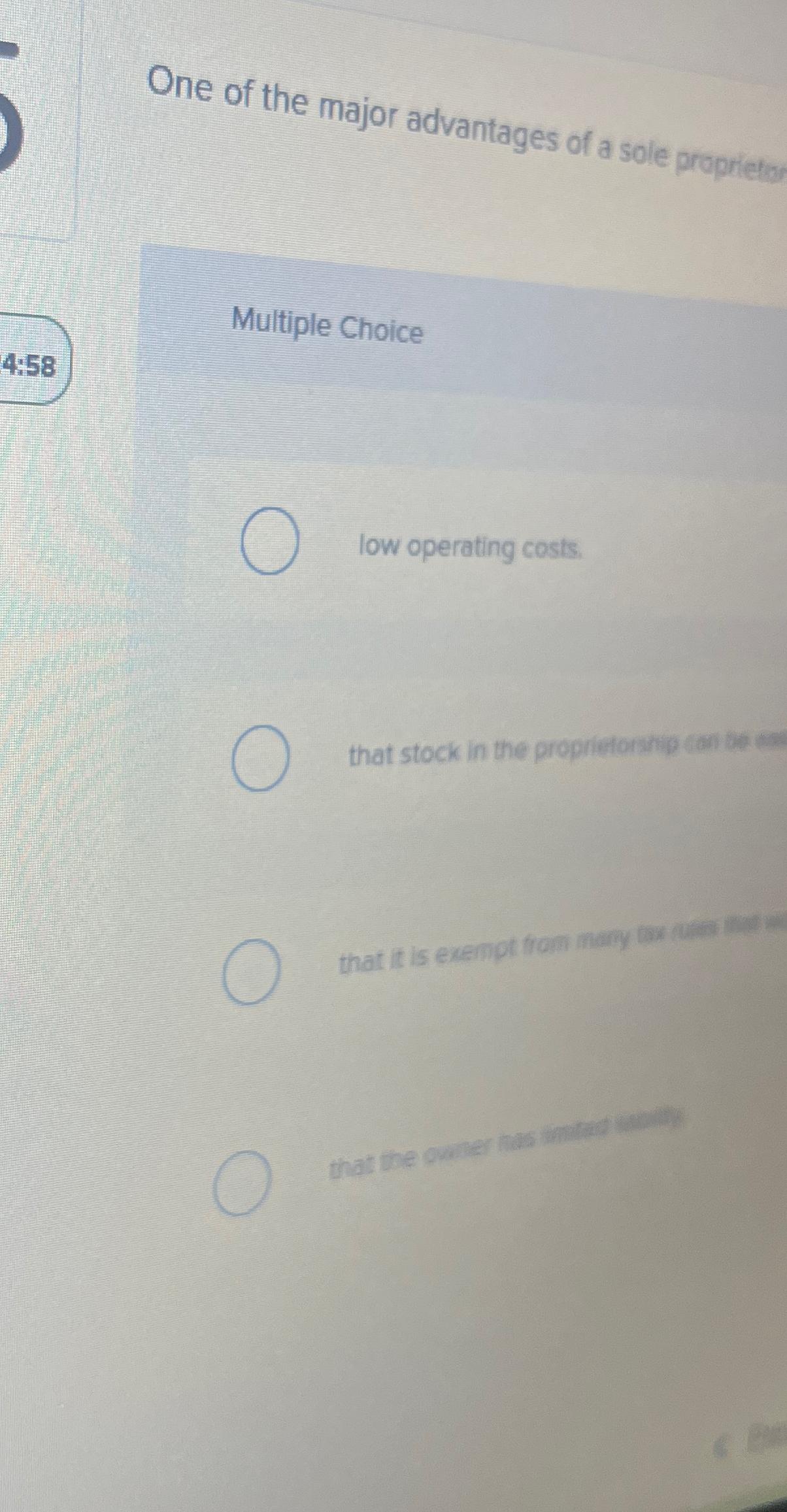 Solved One of the major advantages of a sole | Chegg.com