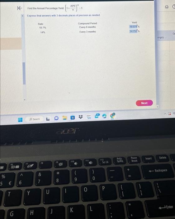 Solved Find the Anoval Porcentago Yold (1+nAPR)n−1 Expeess | Chegg.com