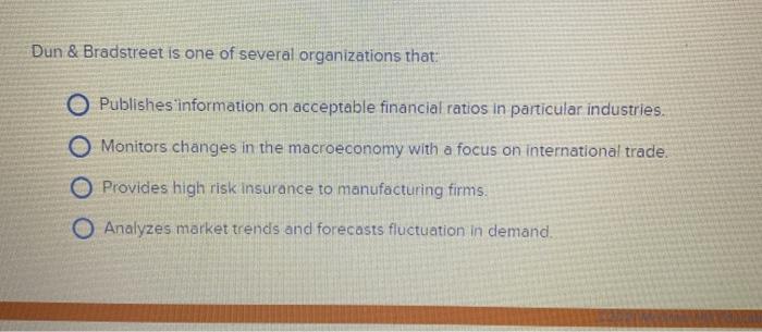 Solved Dun & Bradstreet is one of several organizations | Chegg.com