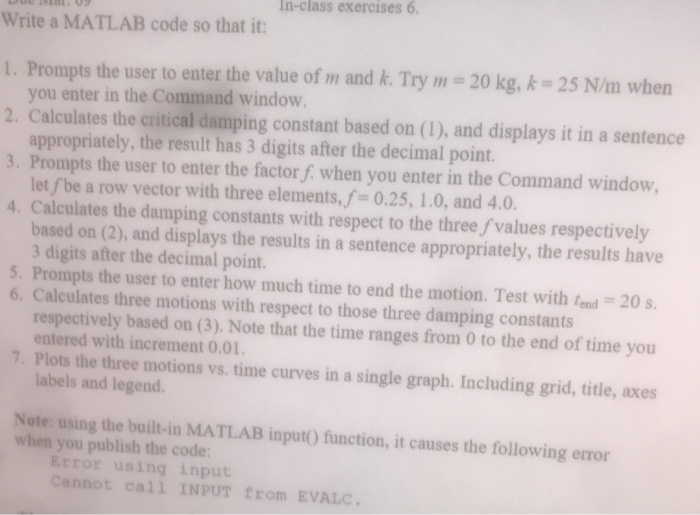 Need Help Writing Matlab Code The Last Picture Is 